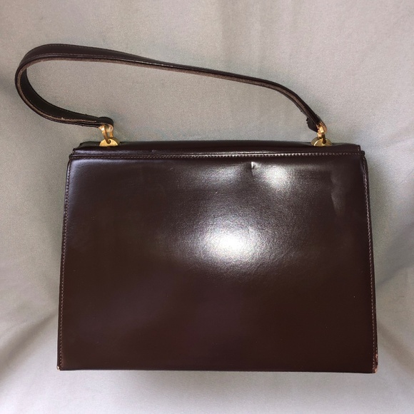 Bon Gout | Bags | Vintage 96s Chocolate Brown Leather Purse With Gold ...